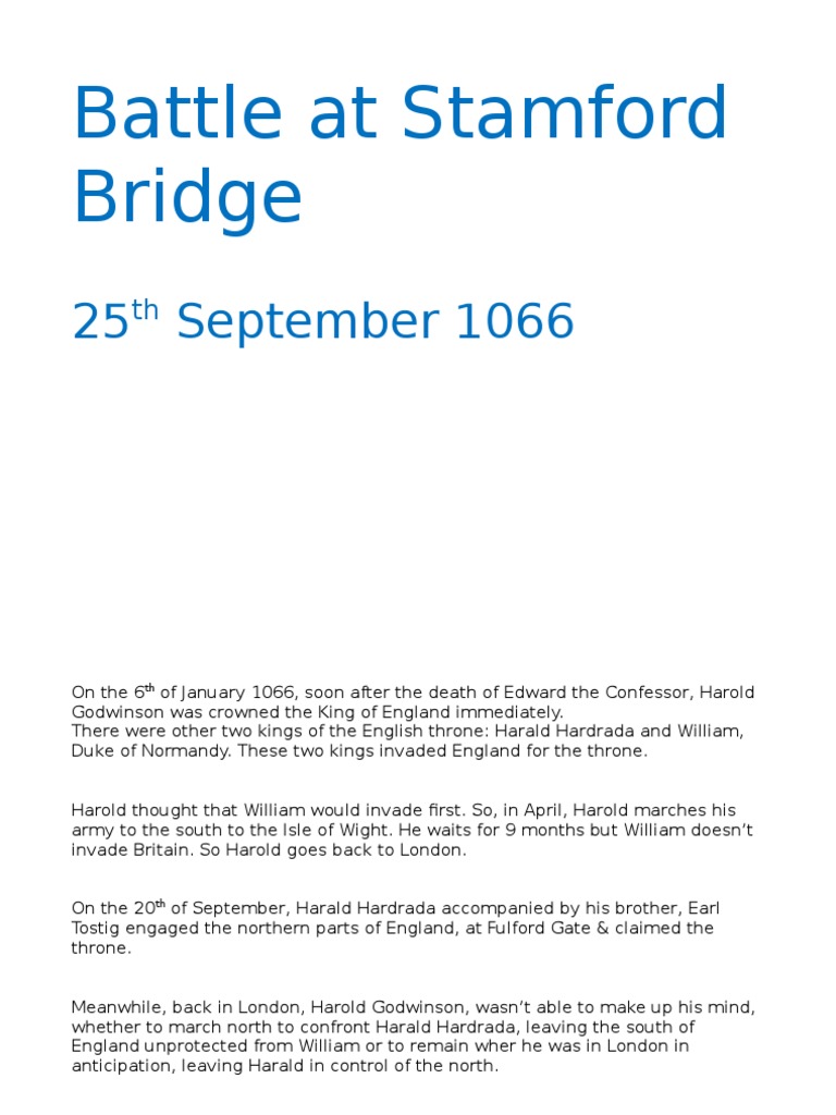 Battle at Stamford Bridge | PDF