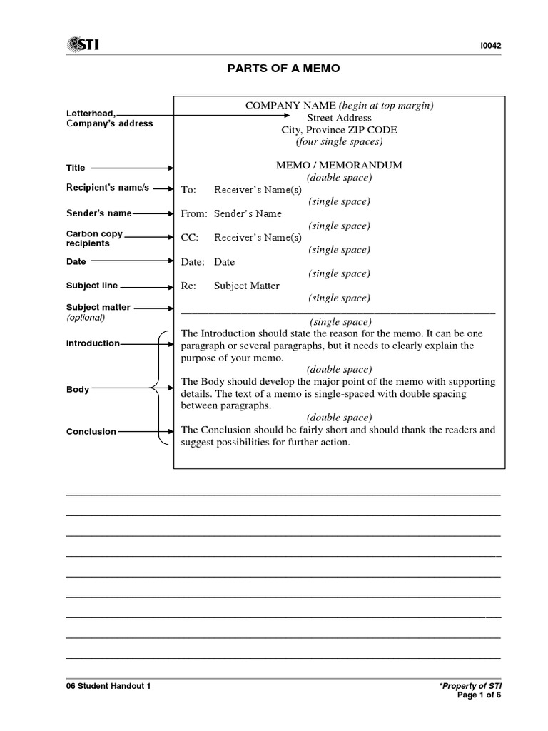 Parts of A Memo: (Four Single Spaces) | PDF | Business