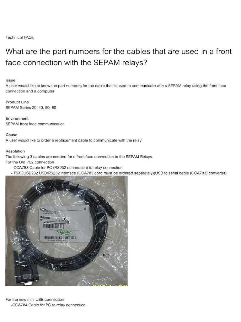 What Are The Part Numbers For The Cable PDF | PDF