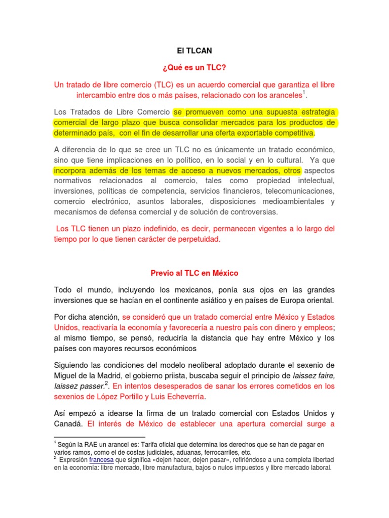 El TLCAN | PDF | Tratado de Libre Comercio Norteamericano | México