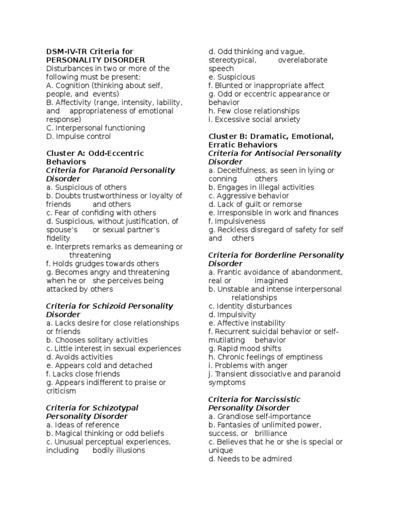 DSM (1) | Personality Disorder | Positive Psychology