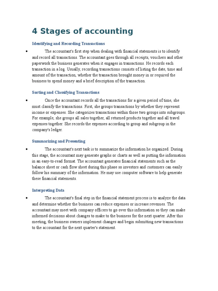 4 Stages of Accounting: Identifying and Recording Transactions | PDF ...