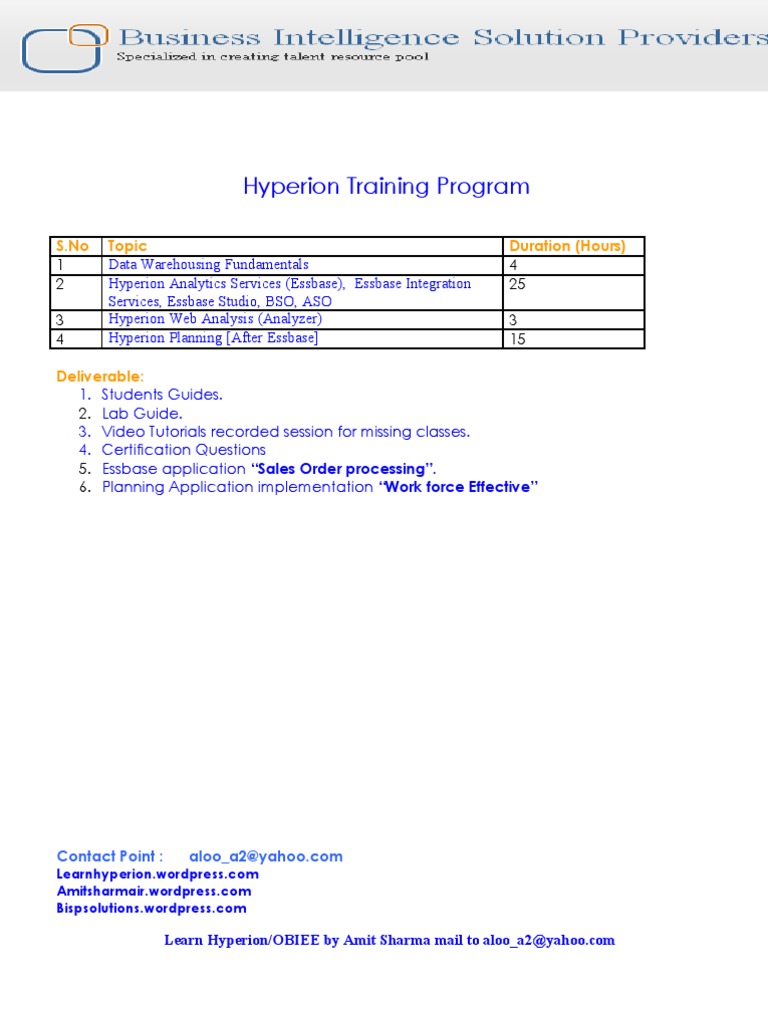 Hyperion Training Details | PDF | Data Warehouse | Data Management