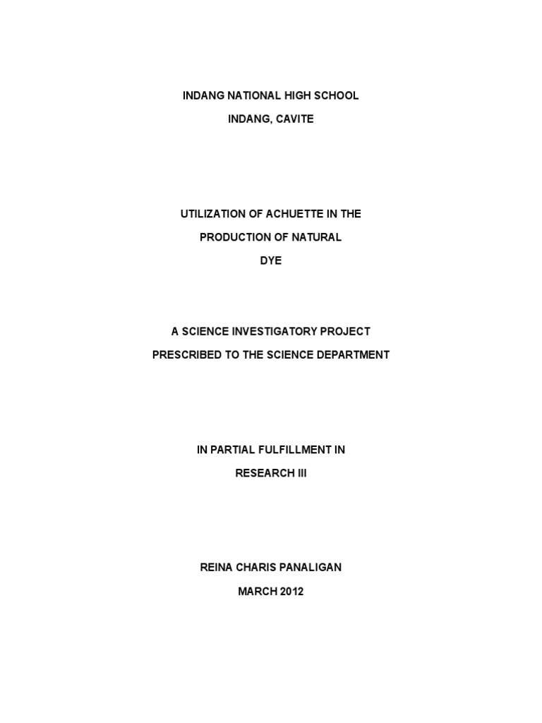 Utilization of Achuete For Dye | PDF | Dye | Chemical Compounds