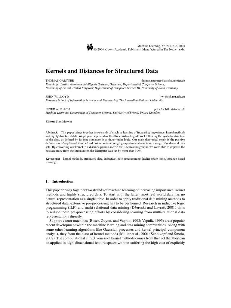 Kernels and Distances For Structured Data | PDF | Nuclear Magnetic Resonance | Nuclear Magnetic ...