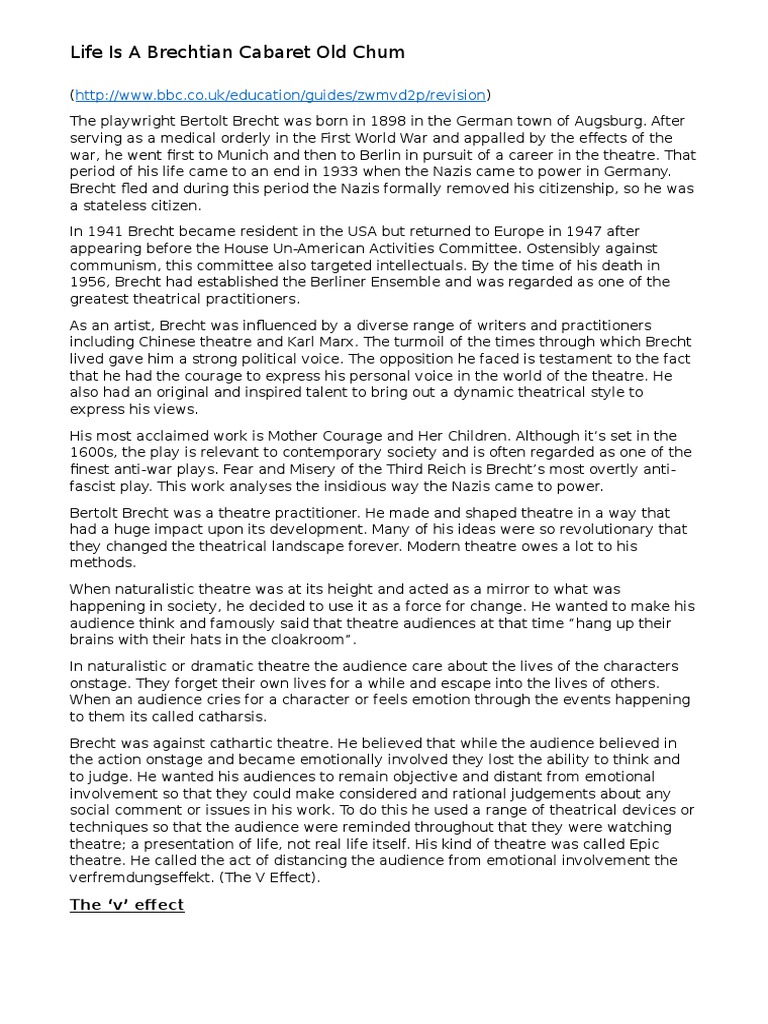 Life Is A Brechtian Cabaret Old Chum: The ‘v’ effect