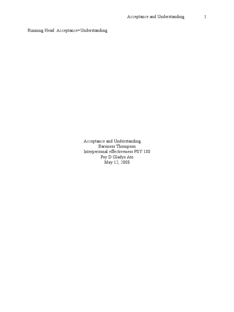 Acceptance and Understanding | PDF | Adolescence | Social Psychology