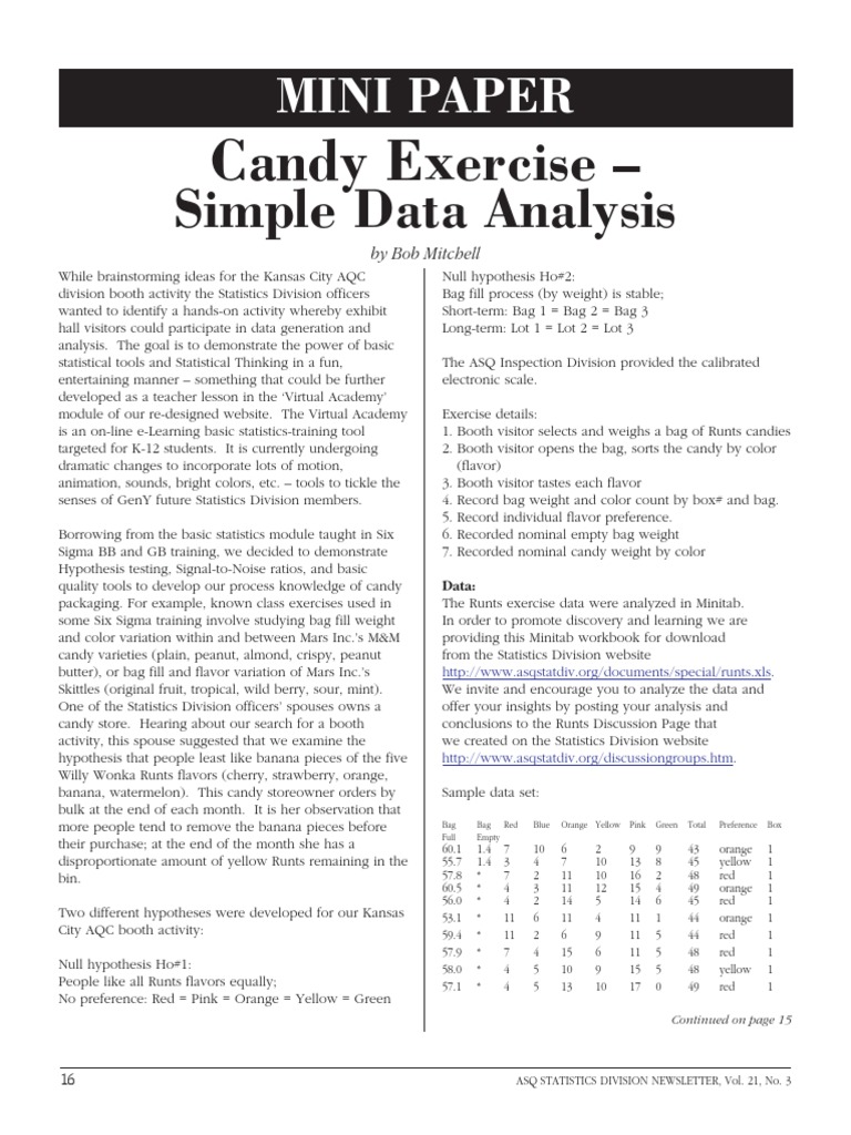 Candy Exercise Simple Data Analysis | PDF