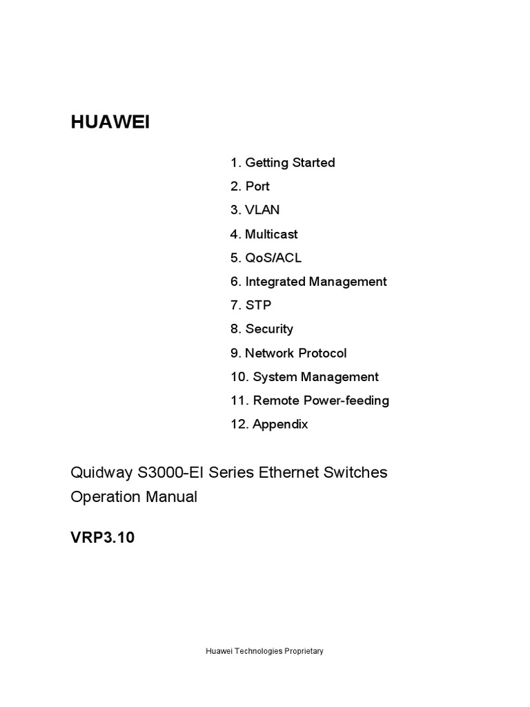 Quidway S3000-EI Series Ethernet Switches Operation Manual (V1.04) | PDF | Command Line ...