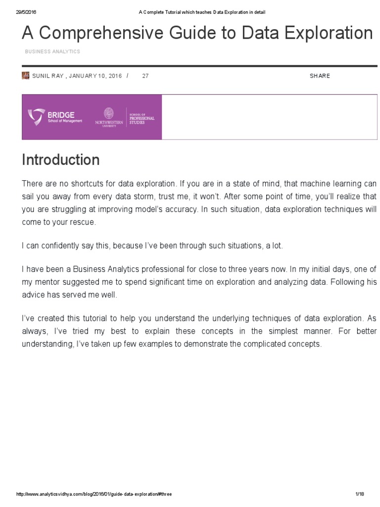 A Complete Tutorial Which Teaches Data Exploration in Detail PDF | PDF ...