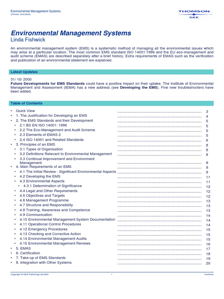 Environmental Management Systems | PDF | Environmental Resource ...