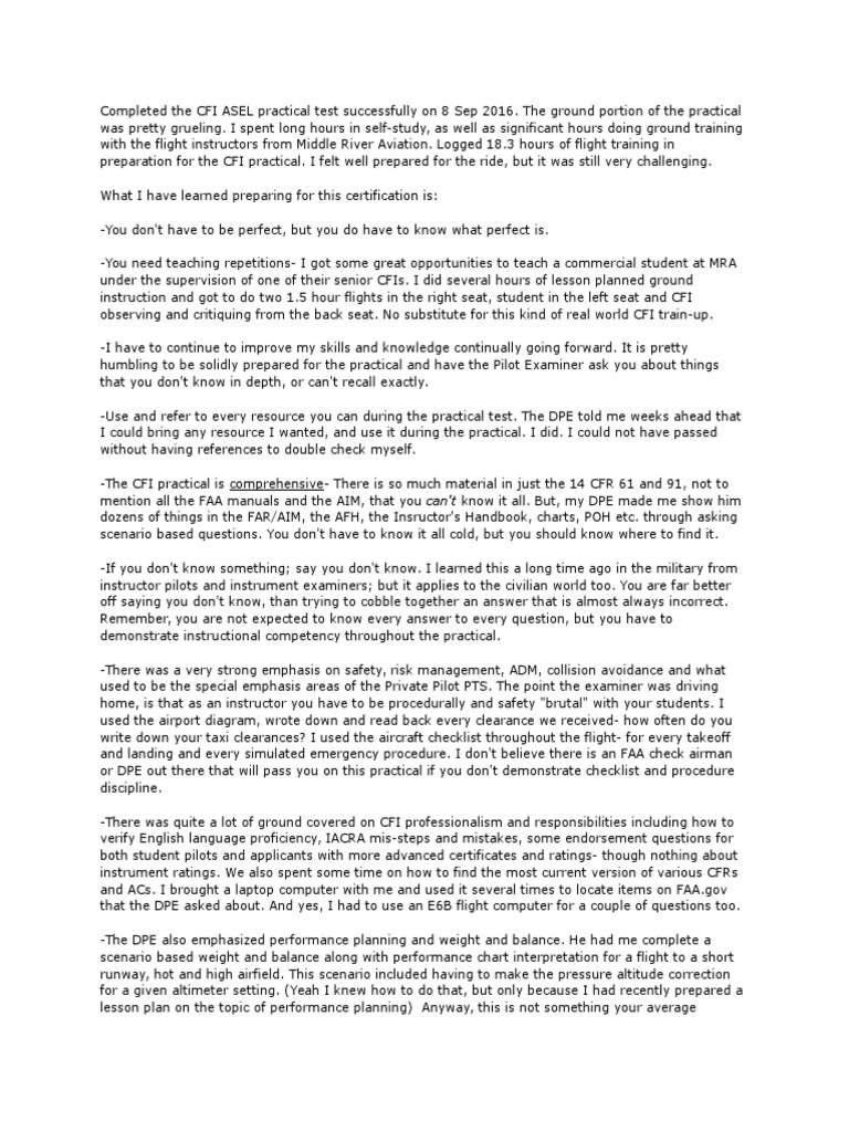 CFI ASEL Practical Test | PDF | Flight Instructor | Aviation