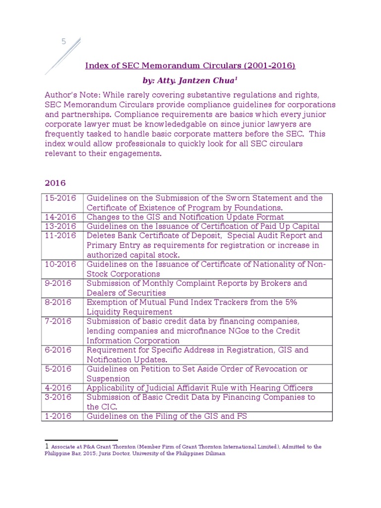 Index of SEC Memo Circulars | PDF | Financial Statement | U.S ...