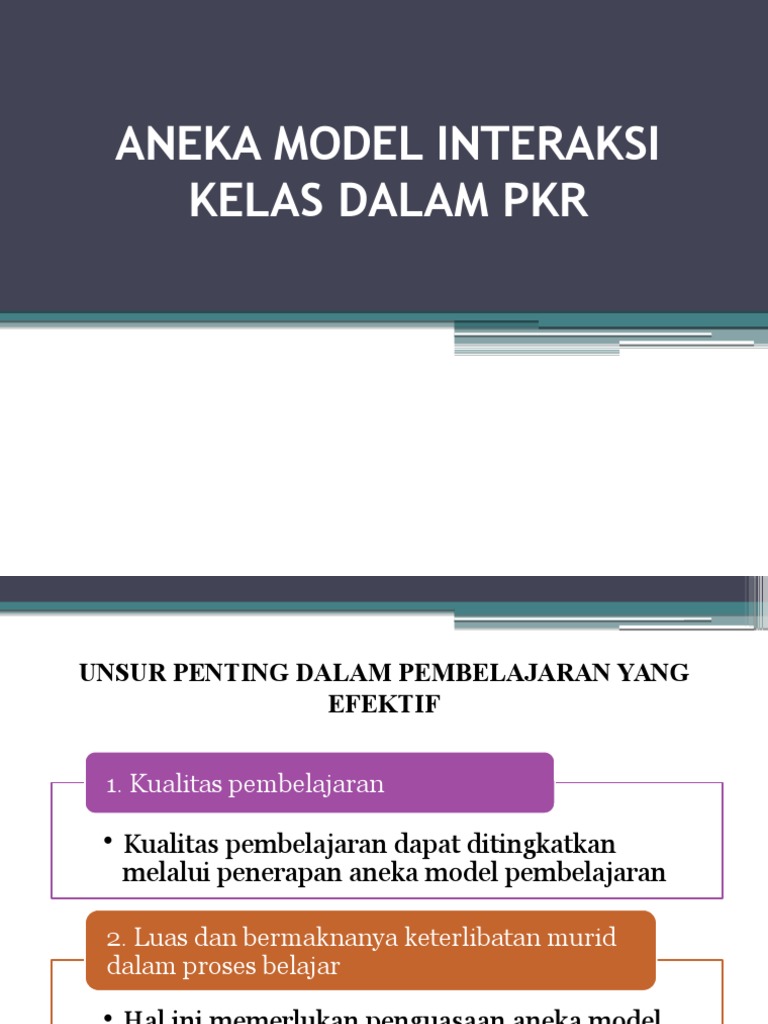 MENINGKATKAN PEMBELAJARAN MELALUI MODEL INTERAKSI KELAS | PDF