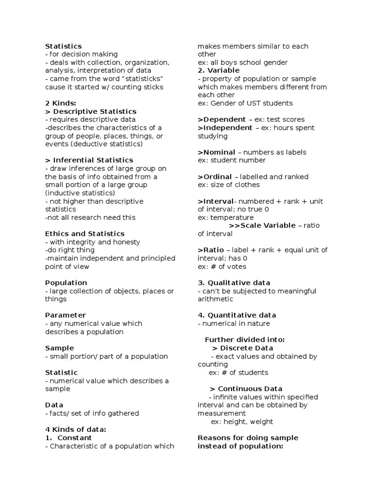 Biostat Notes | PDF | Statistics | Sampling (Statistics)