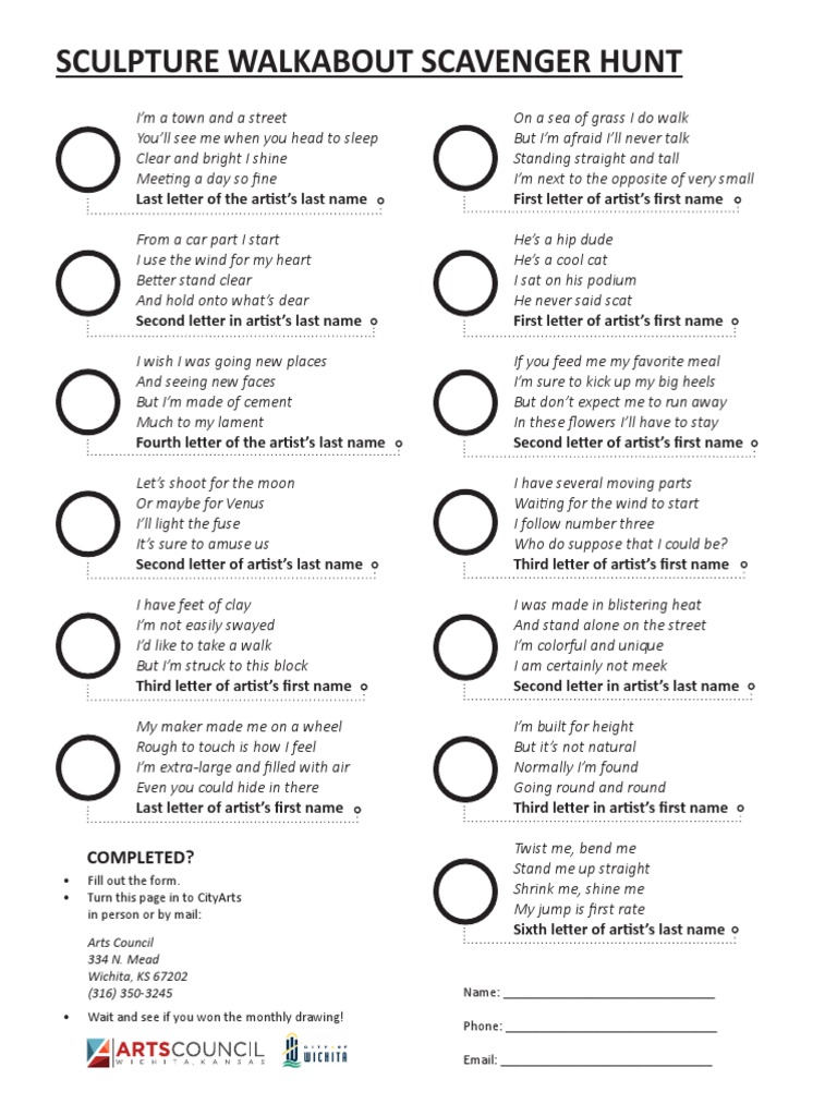 Wichita KS, Sculpture WalkAbout Scavenger Hunt | PDF