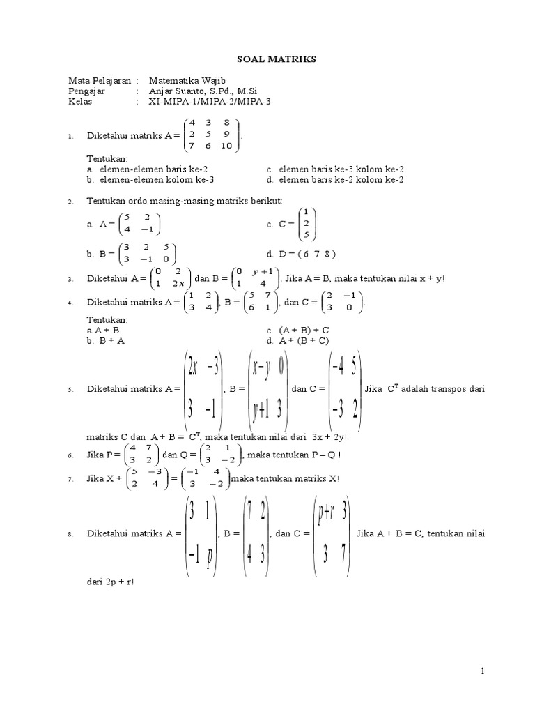 Soal Matriks | PDF