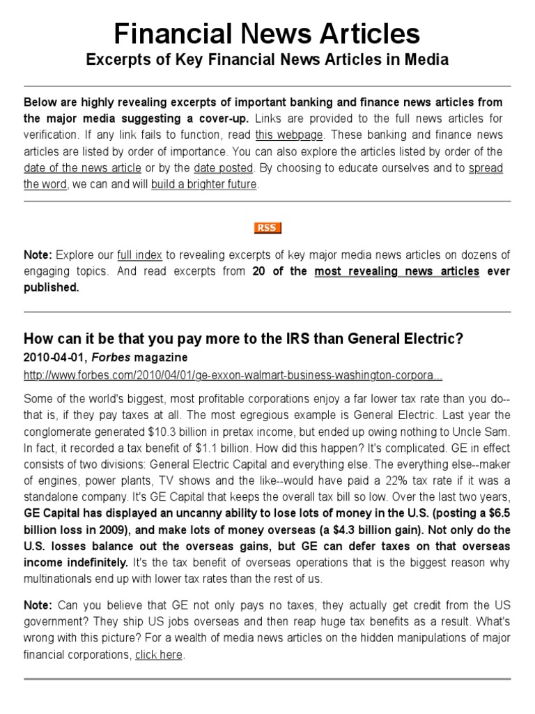 Financial News Articles - COMPLETE ARCHIVE | PDF | Libor | Derivative ...