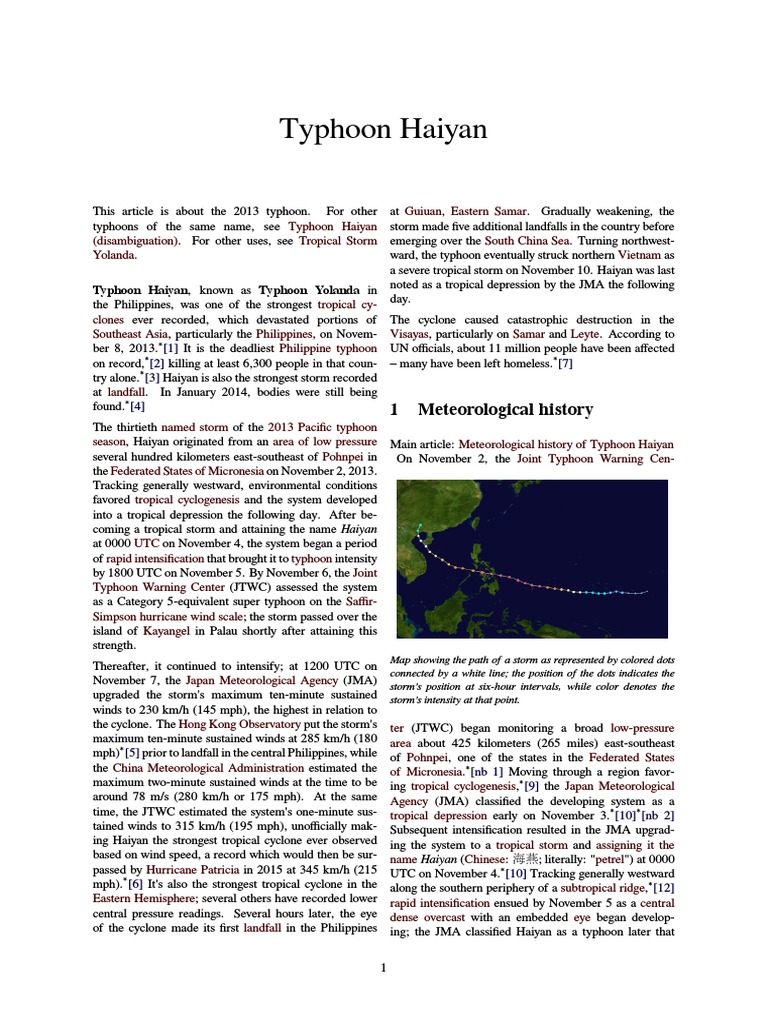 Typhoon Haiyan | PDF | Tropical Cyclones | Natural Events