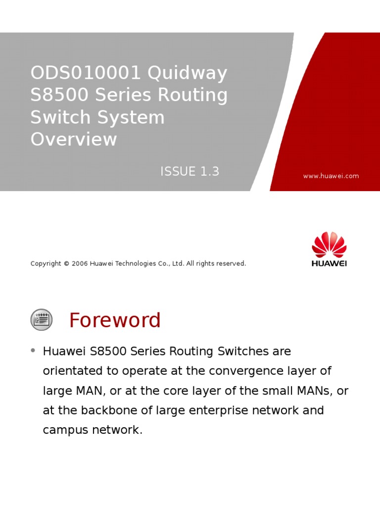 Quidway S8500 Series Routing Switch System Overview | PDF | Virtual ...