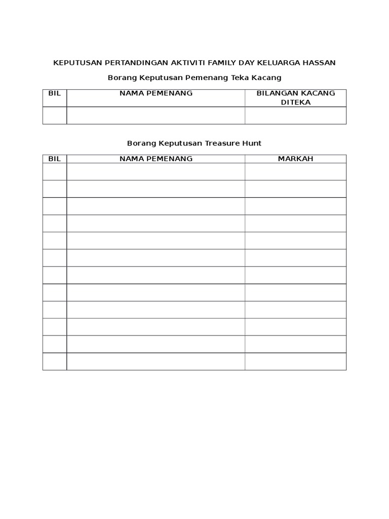 contoh borang family day - Madeleine Anderson