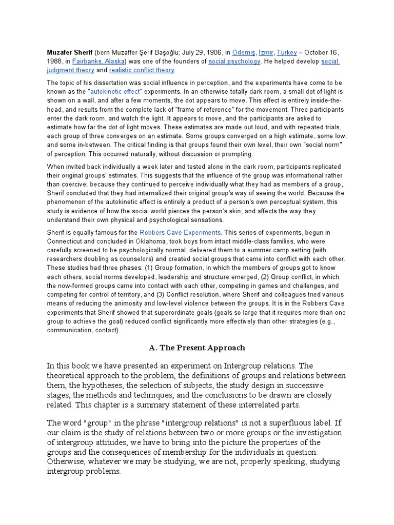 Muzafer Sherif's Social Psychology Theories | PDF | Cognitive Science ...