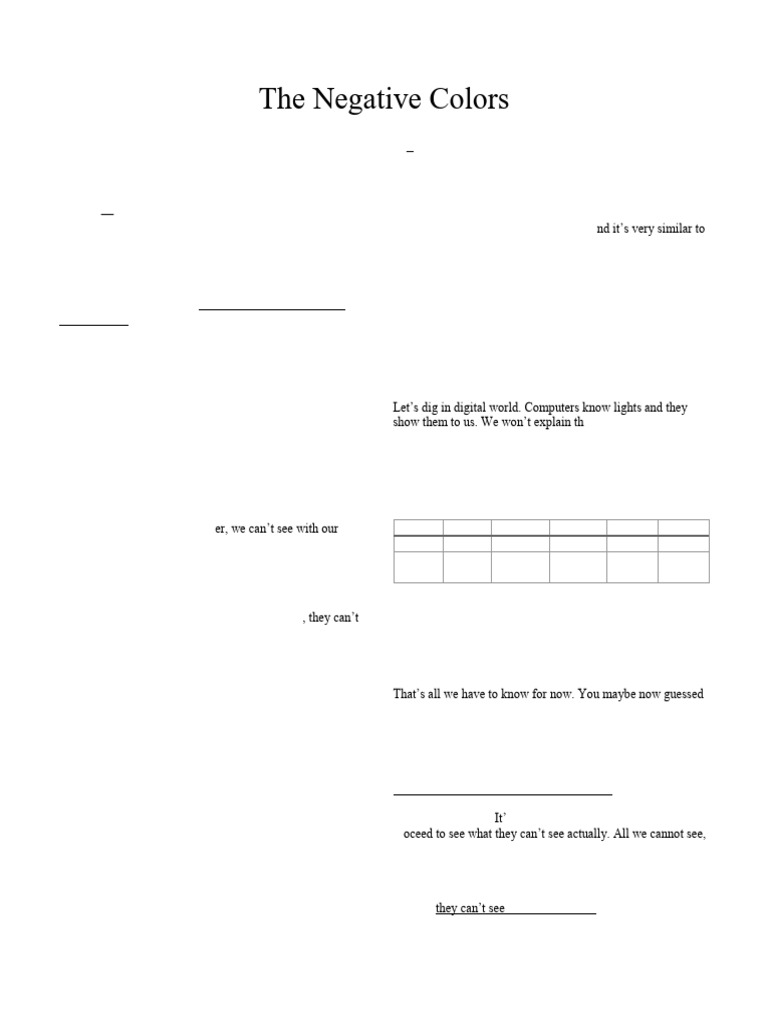 The Negative Colors | PDF | Color | Rgb Color Model