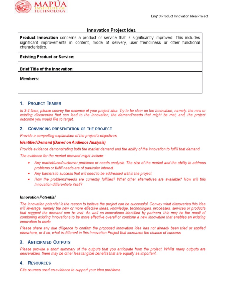 Innovation Project Idea | PDF