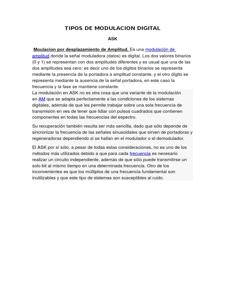 Tipos de Modulacion Digital | PDF | Radio | Protocolos de capa física