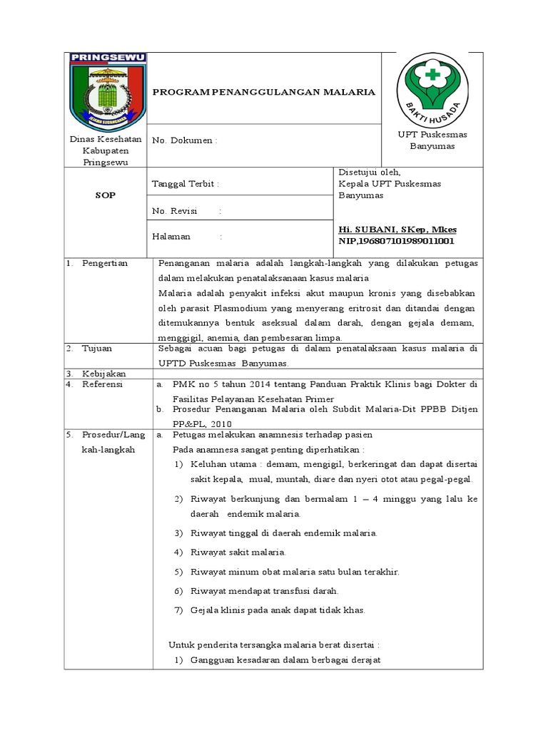 Sop Malaria | PDF