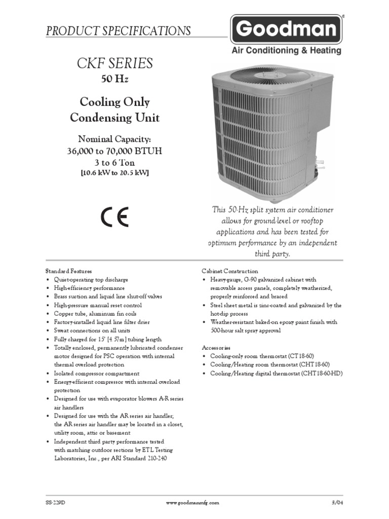 Goodman CKF Series Air Conditioner (50 HZ) | PDF | Air Conditioning ...