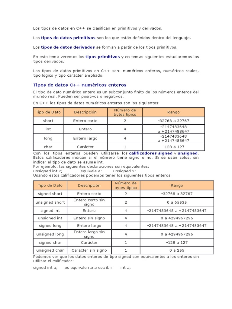 Los Tipos de Datos en C | PDF