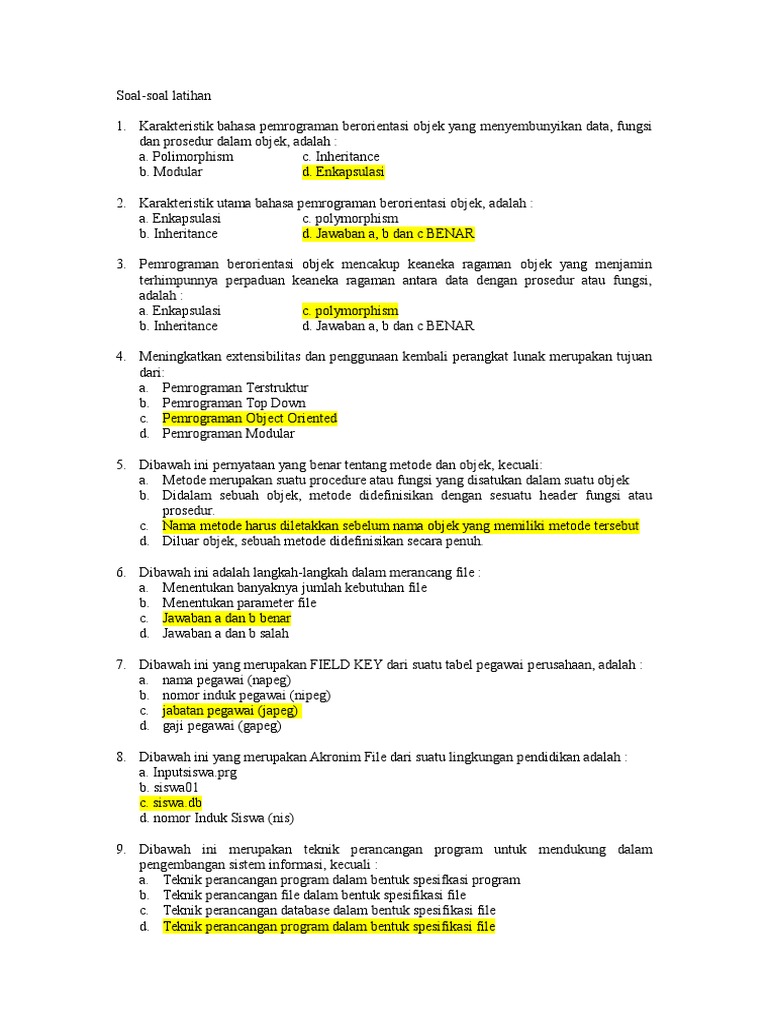 Latihan Soal Teknik Pemrograman | PDF