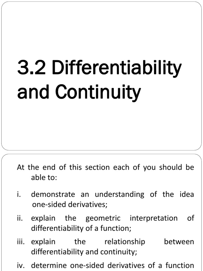 17 Differentiation and Continuity PDF | PDF | Derivative | Continuous Function