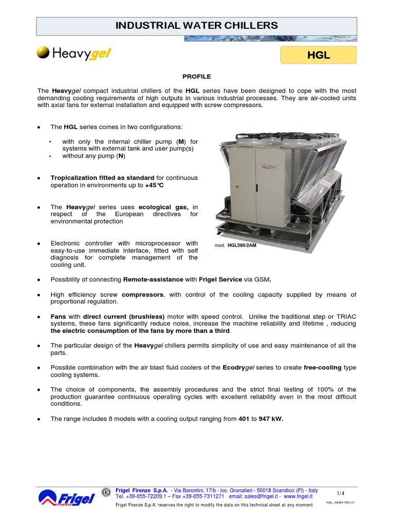 Frigel Water Chiller PDF | PDF | Home Appliance | Heating, Ventilating ...