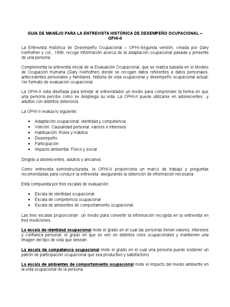 Guia Manejo de OPHI II-1 | PDF | Adultos | Cognición