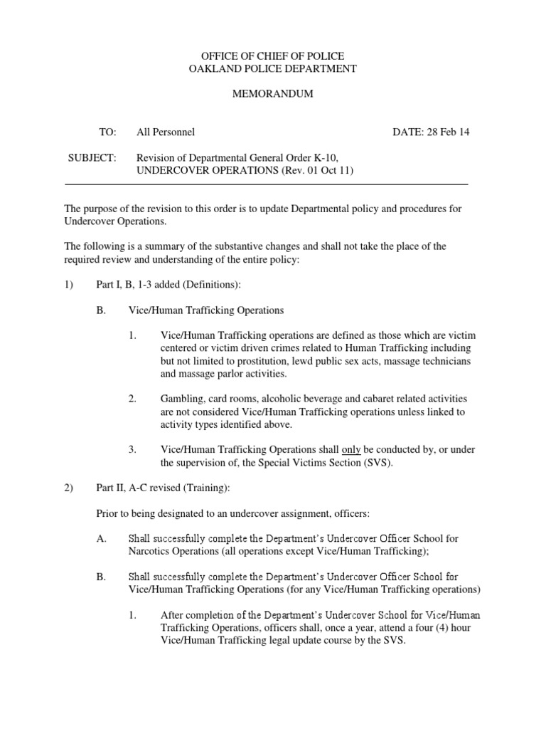 OPD - Undercover Operations (K-10) | PDF | Undercover Operation | Human ...