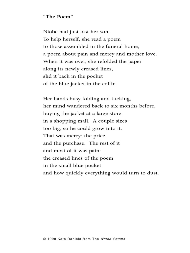 Kate Daniels Niobe Poems Selection | PDF
