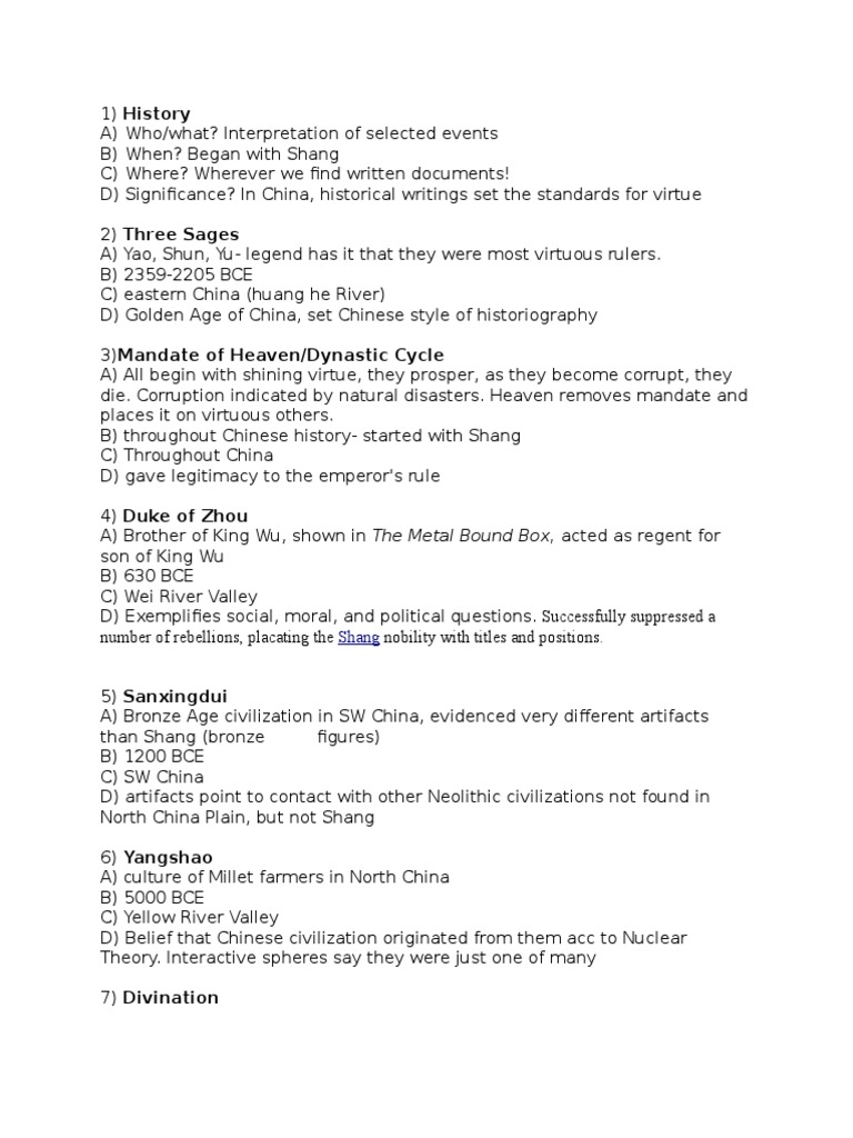 Overview of Early Chinese History | PDF | Han Dynasty | Confucius