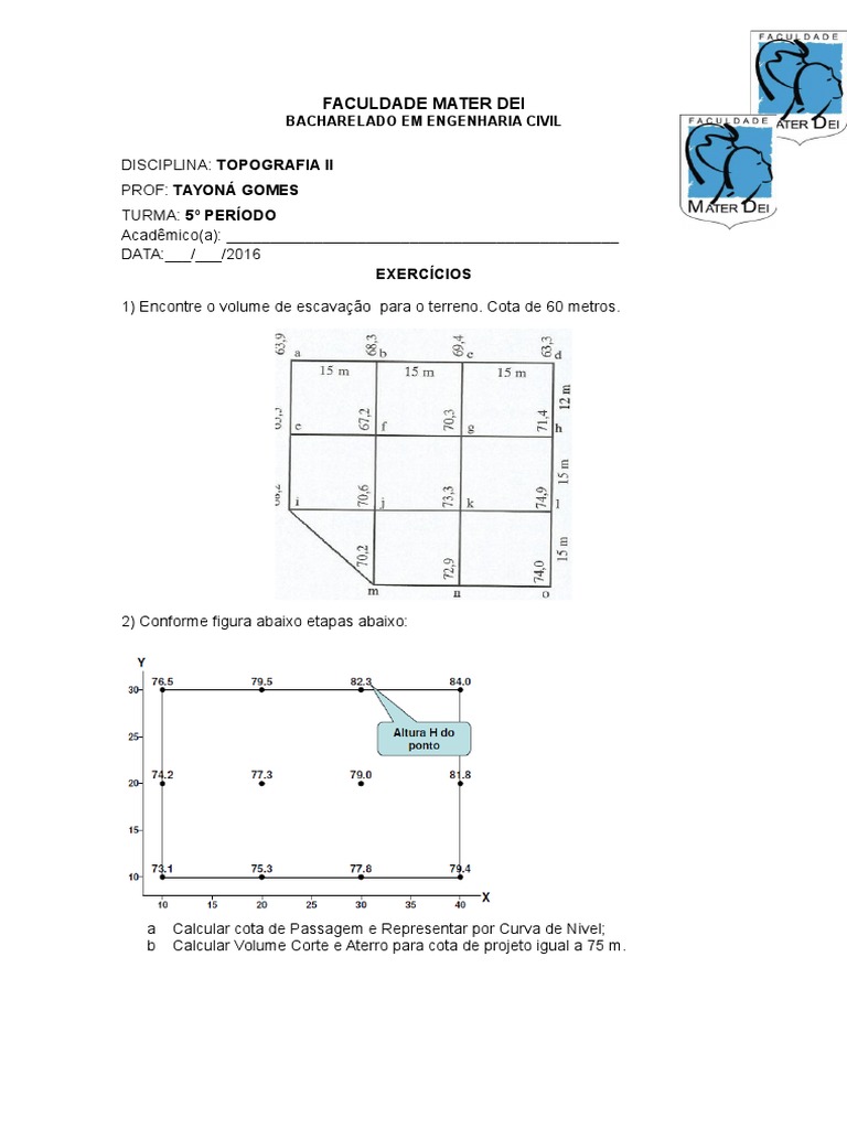 Exercícios Corte e Aterro | PDF