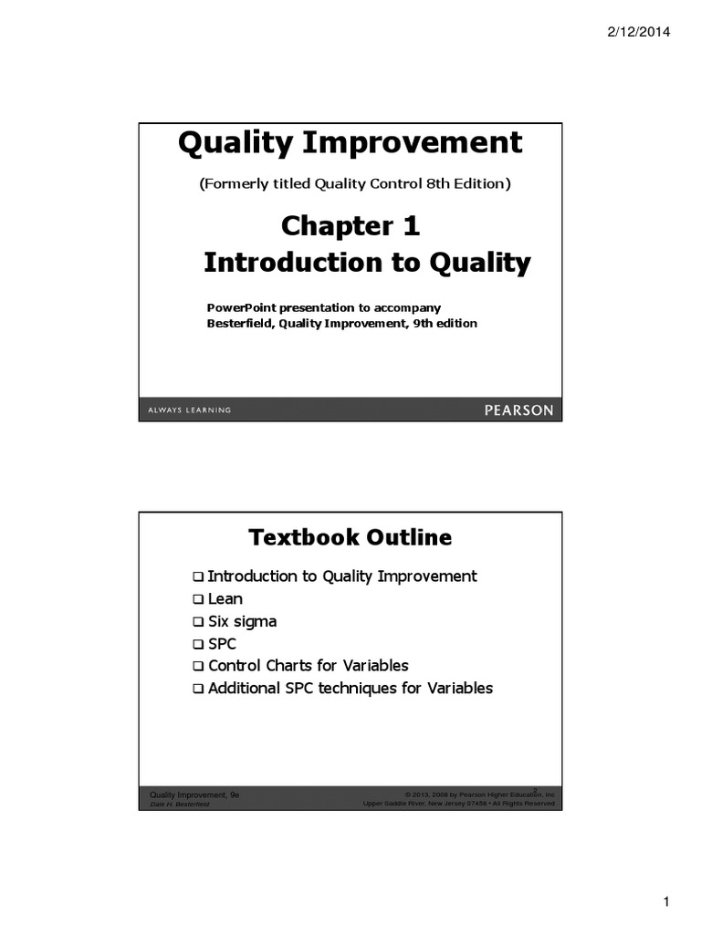 Chapter 1 (Introduction To Quality) | PDF | Data Analysis | Quality ...