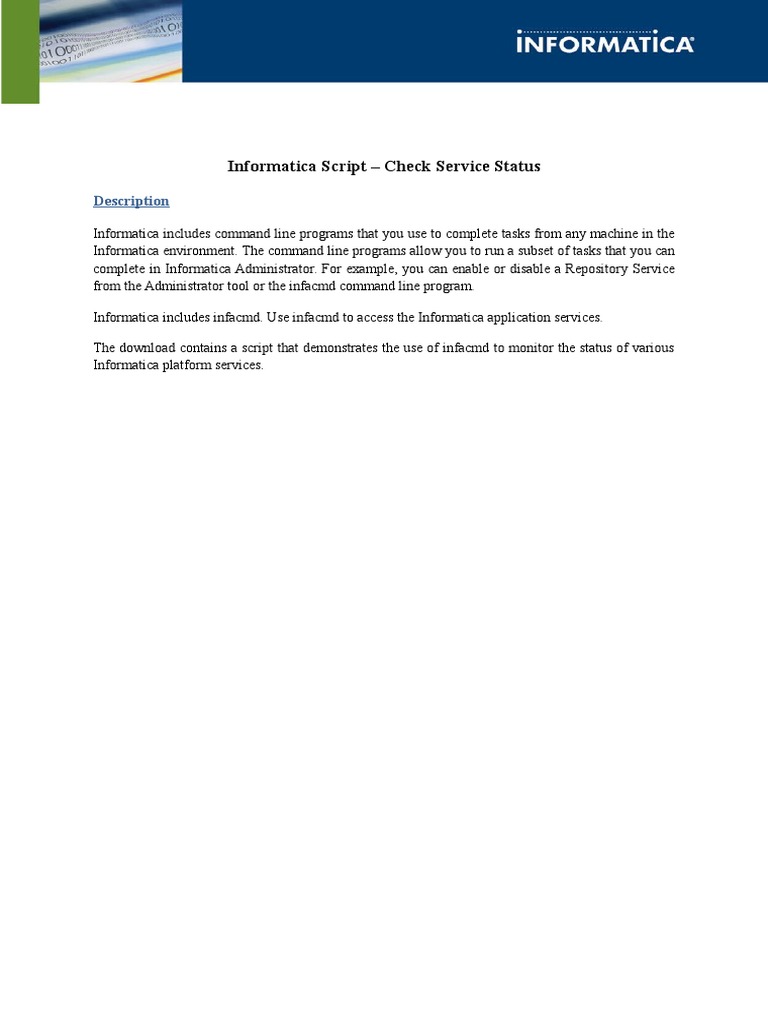 Informatica Script Check Service Status | PDF