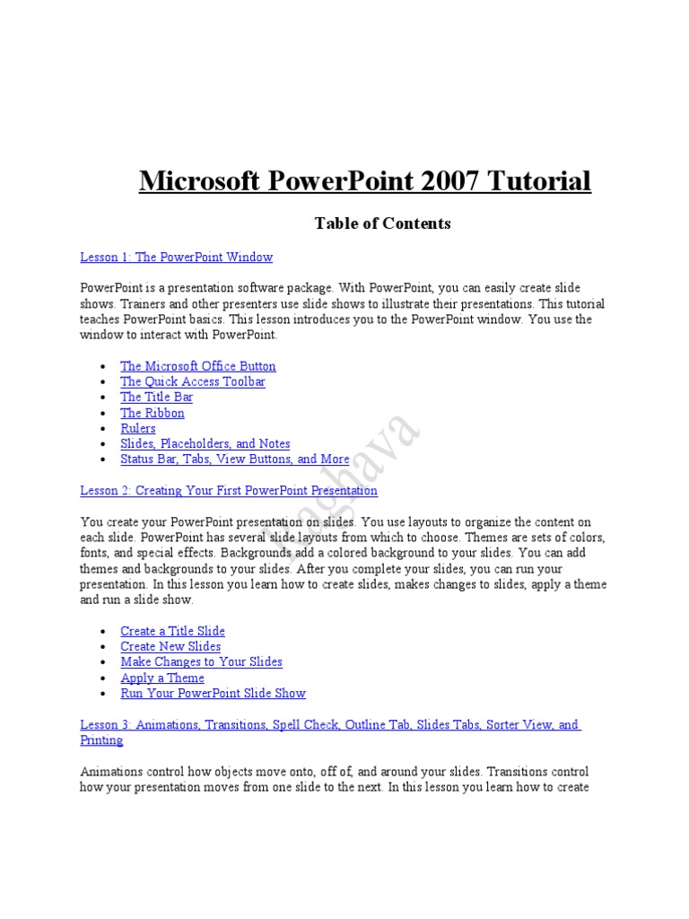 Microsoft Power Point 2007,2002. | PDF | Microsoft Office | Microsoft ...