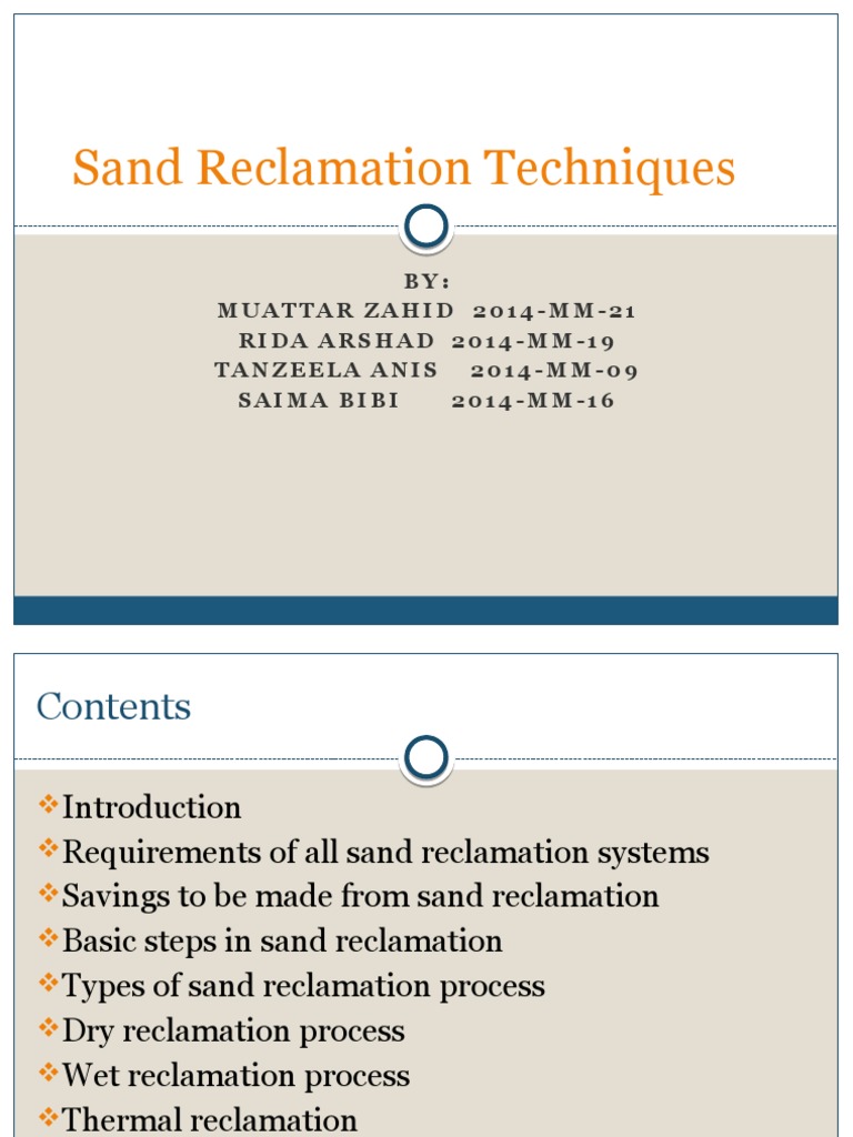 Sand Reclamation Techniques | PDF | Sand | Casting (Metalworking)