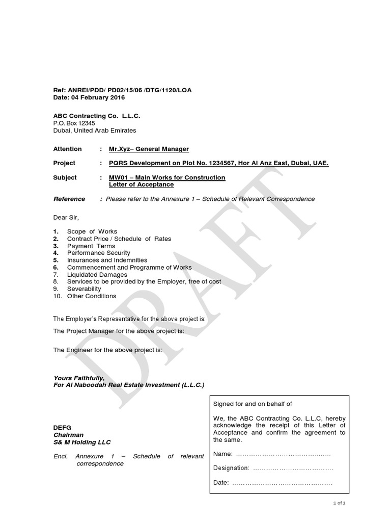 Draft LOA Headings | PDF | Government | Business