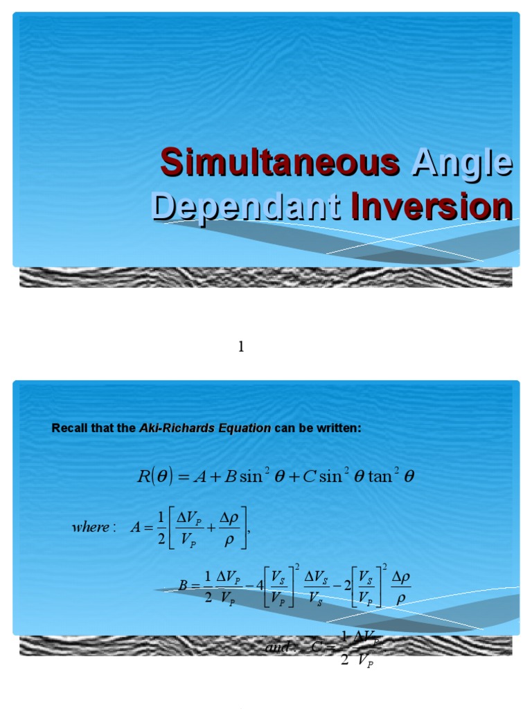 08 1st SEISINV Course2015 Simultaneous Inversion | PDF | Teaching ...