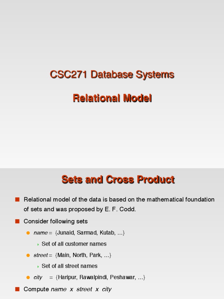 CSC271 Database Systems: Relational Model | PDF