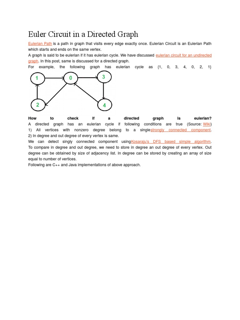 Euler Circuit in A Directed Graph | PDF