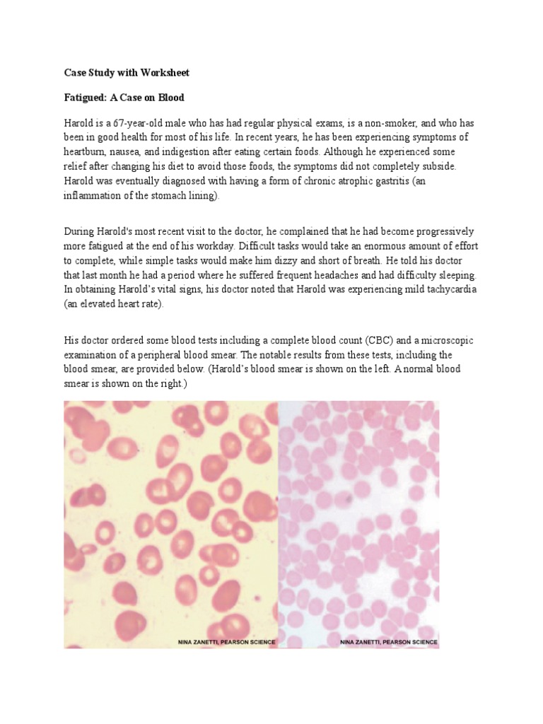 CH 17 2 CaseStudy With Worksheet | PDF | Anemia | Medical Specialties