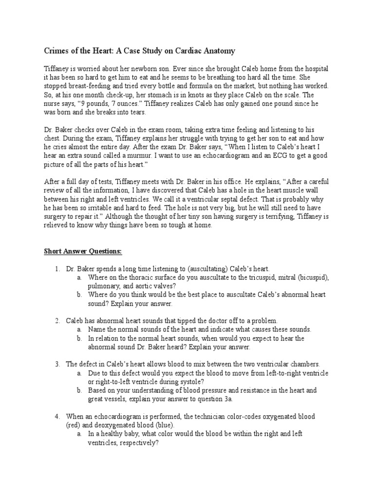 CH 18 Casestudy With Worksheet-2 | PDF | Ventricle (Heart) | Heart